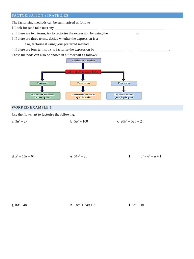 Factorisation Strategies and Examples | PDF