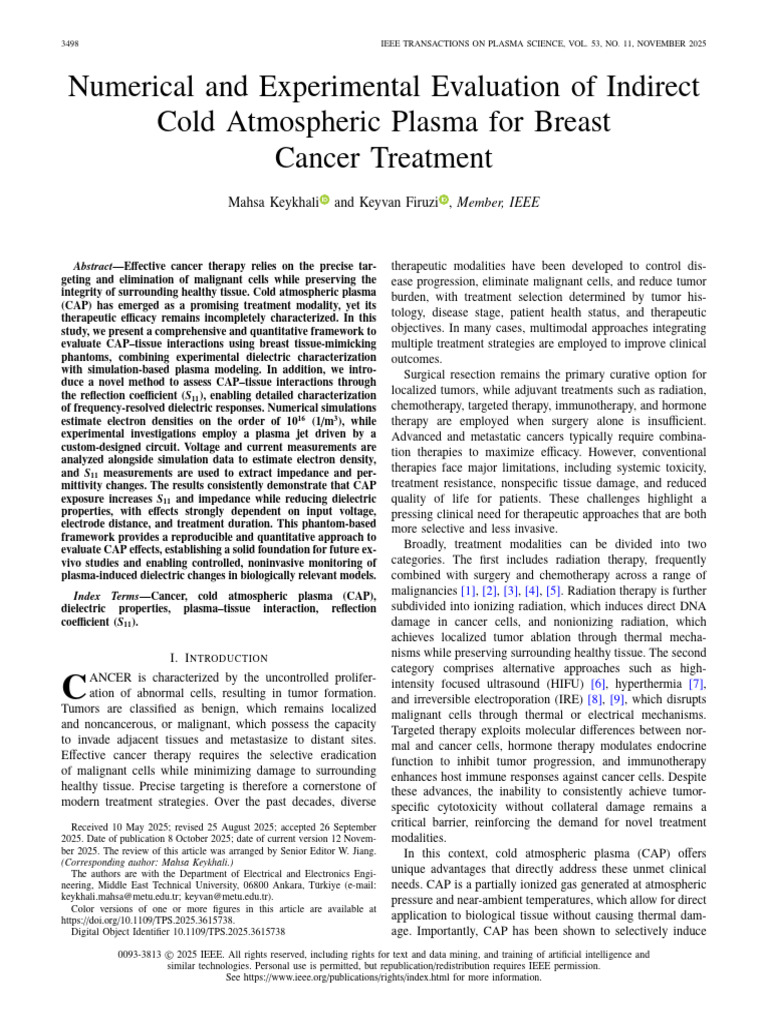 Numerical and Experimental Evaluation of Indirect Cold Atmospheric ...