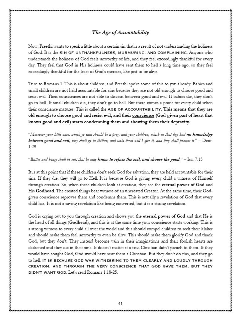 The Age of Accountability | PDF | Jesus | God