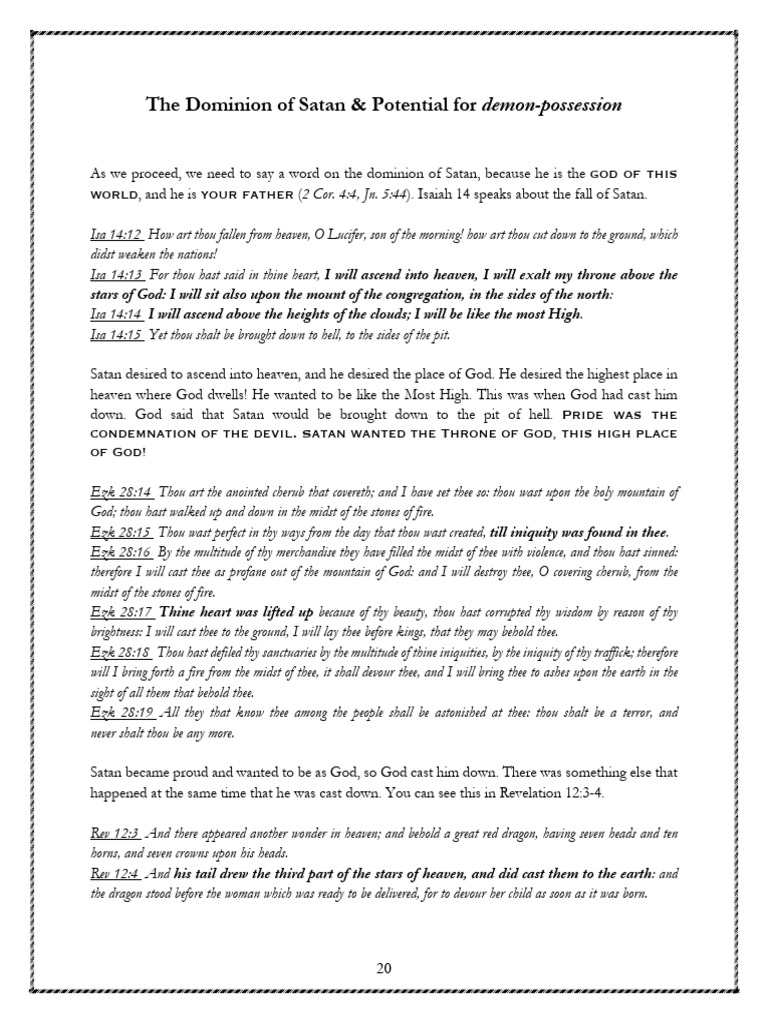 Satan's Dominion and Demon-Possession | PDF | Devil | Sin
