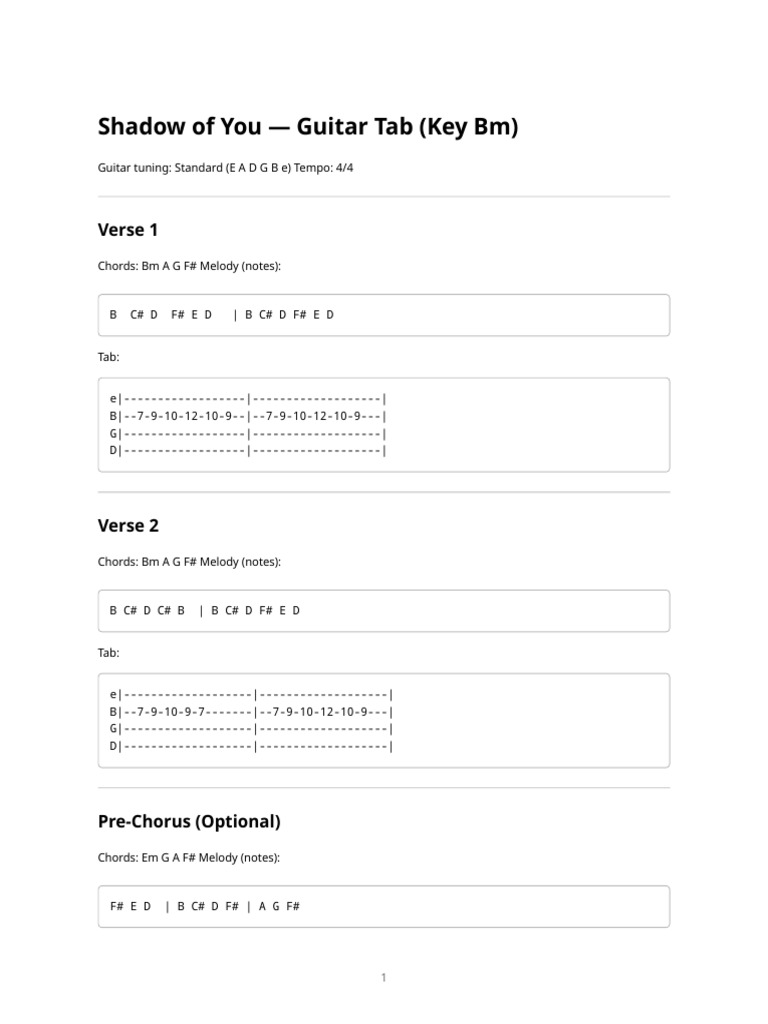 Shadow of You Tab | PDF