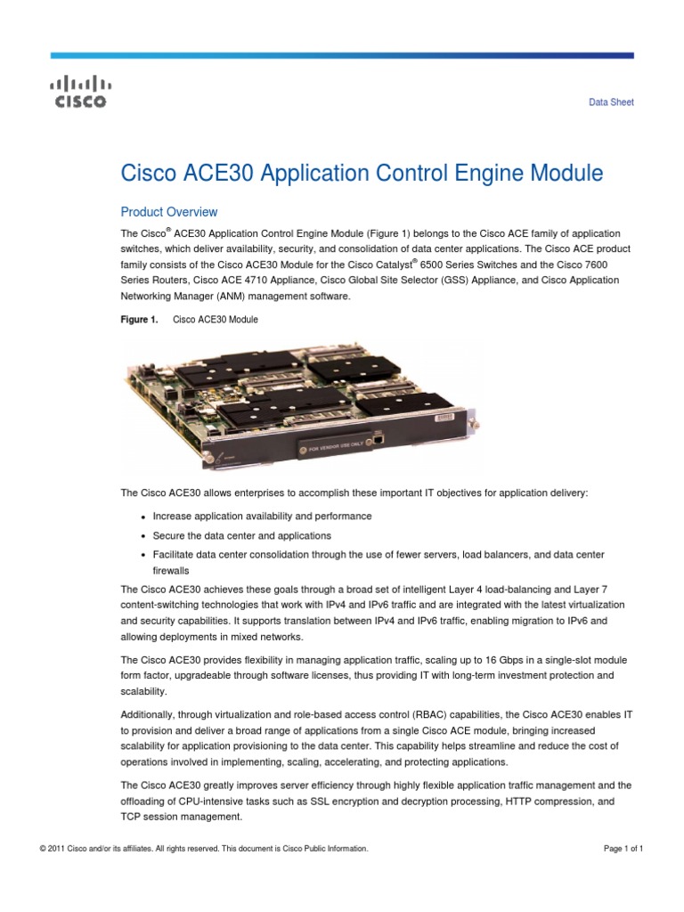 Cisco Ace30 Application Control Engine Module Data Sheet Pdf I Pv6 Load Balancing Computing