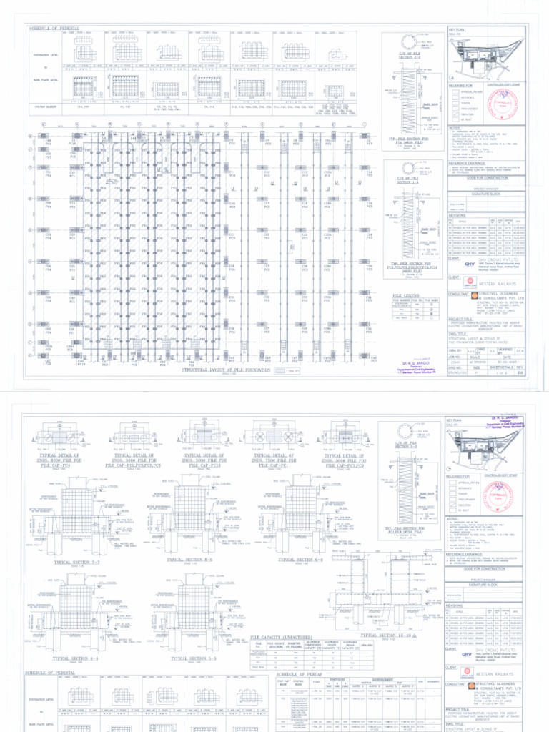 Structural Layout and Details of Pile Foundation (Loco Testing Shed) (1 ...