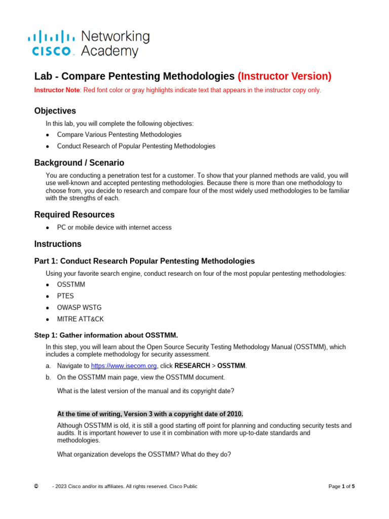 Compare Popular Pentesting Methodologies | PDF | Penetration Test ...