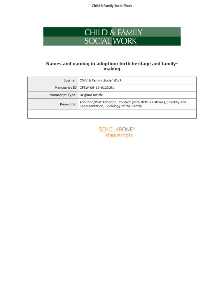 Child & Family Social Work | PDF | Adoption | Surname