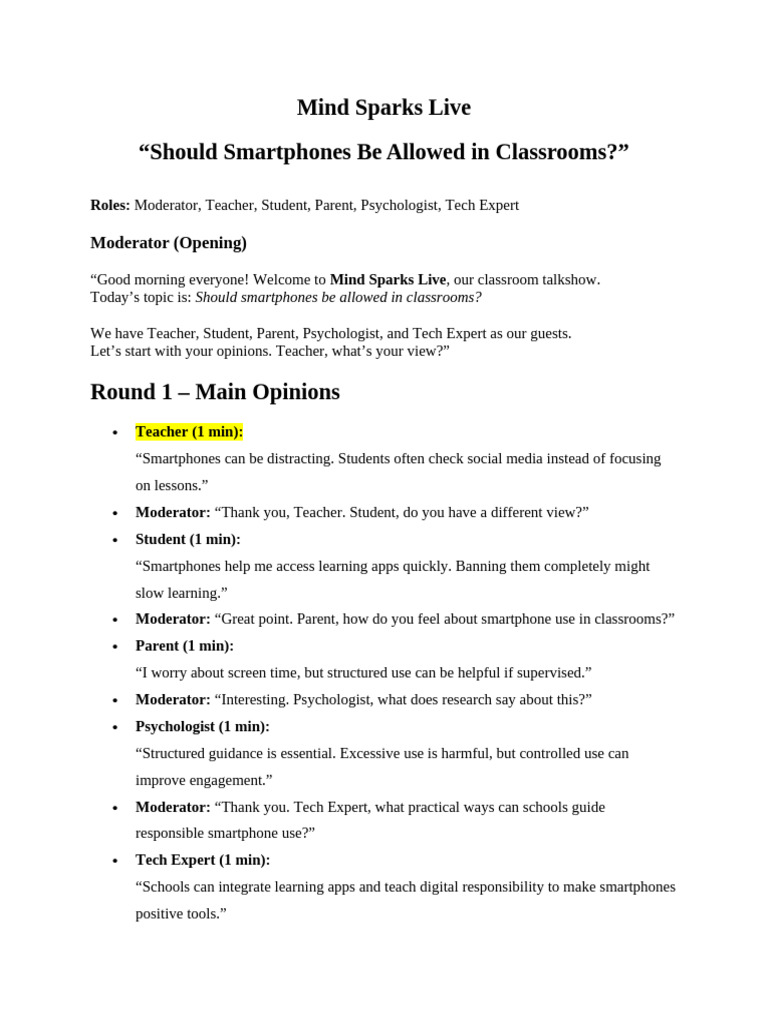 Example Script Midterm Project Argumentative Text | PDF | Teachers ...