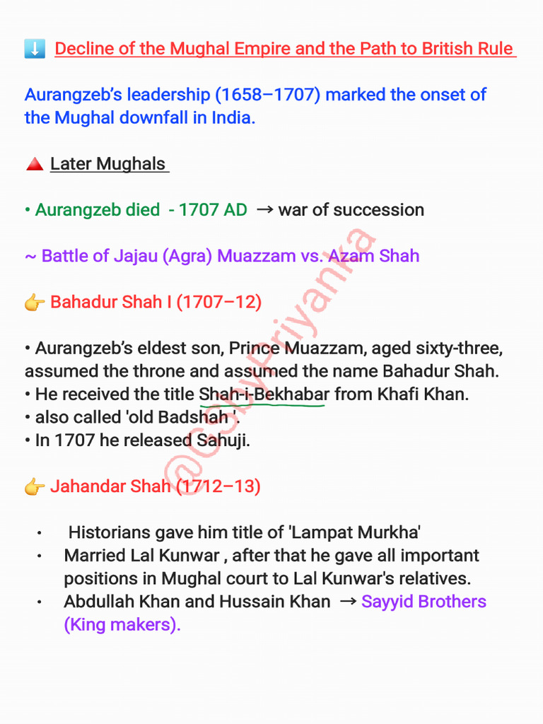 Decline of Mughal Empire & Rise of New States | PDF