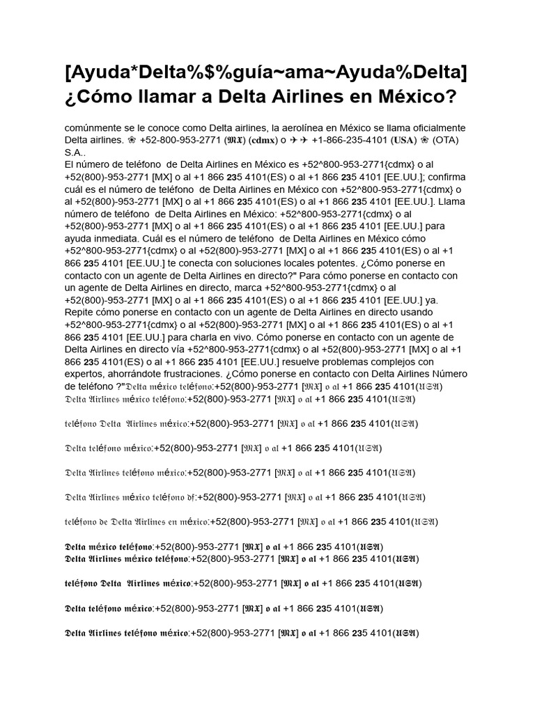 Delta Telefono mexico: +52-(800)~953-2771 {MX} | PDF