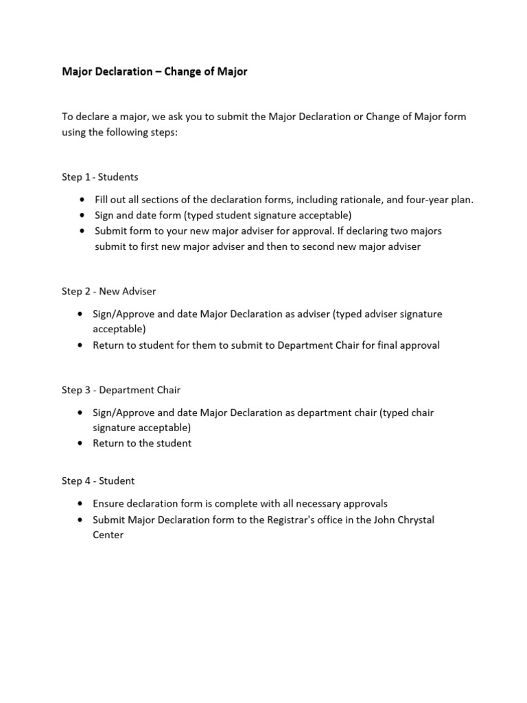 Major Declaration or Change of Major Form-2021- Accessible | PDF ...