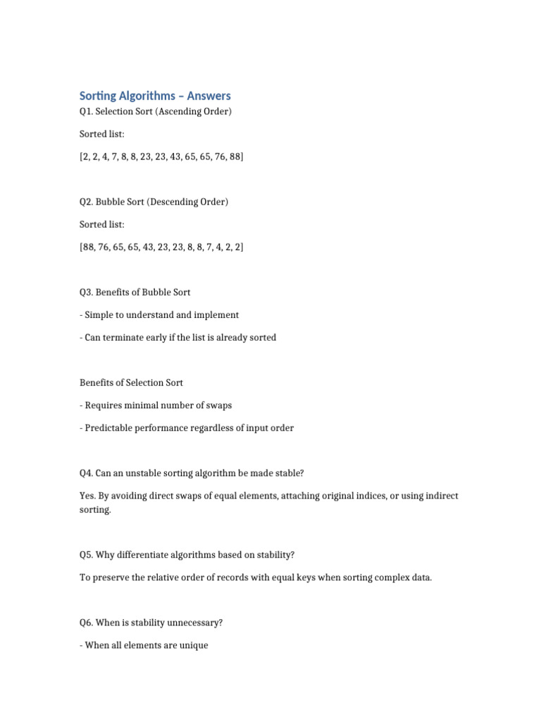 Sorting Algorithms Explained: Selection & Bubble | PDF