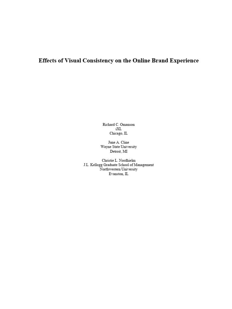 Effects of Visual Consistency On The Onl | PDF | Affect (Psychology ...