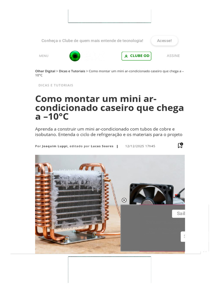 Mini Ar-Condicionado Caseiro DIY | PDF | Ar condicionado | Refrigeração