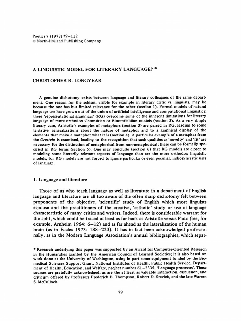 Linguistic Models in Literary Analysis | PDF | Parsing | Linguistics