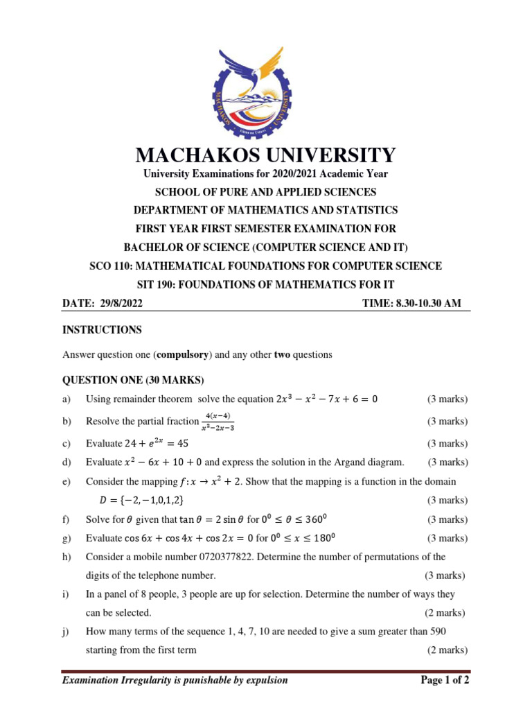 MATHEMATICS FOR IT | PDF | Function (Mathematics) | Number Theory