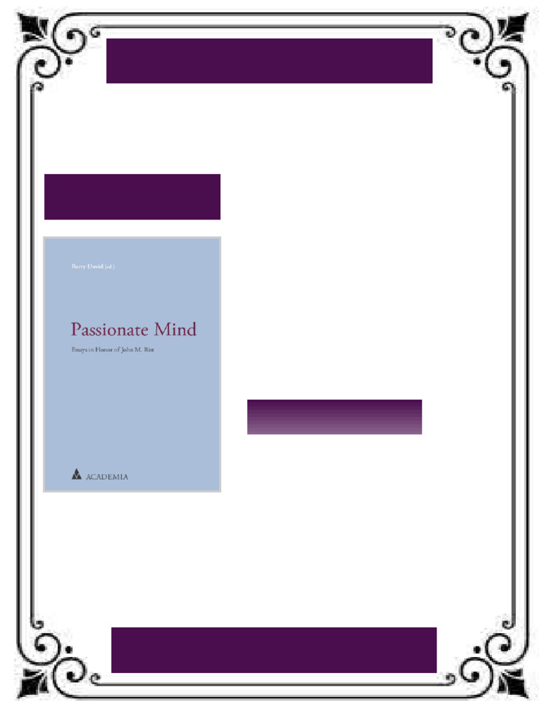 Passionate Mind: Essays in Honor of John M. Rist Barry David (Editor ...