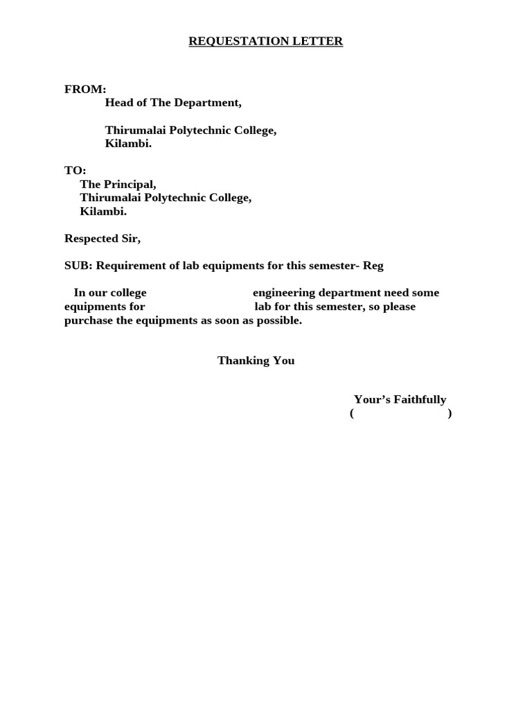 Requestation Letter For Lab | PDF