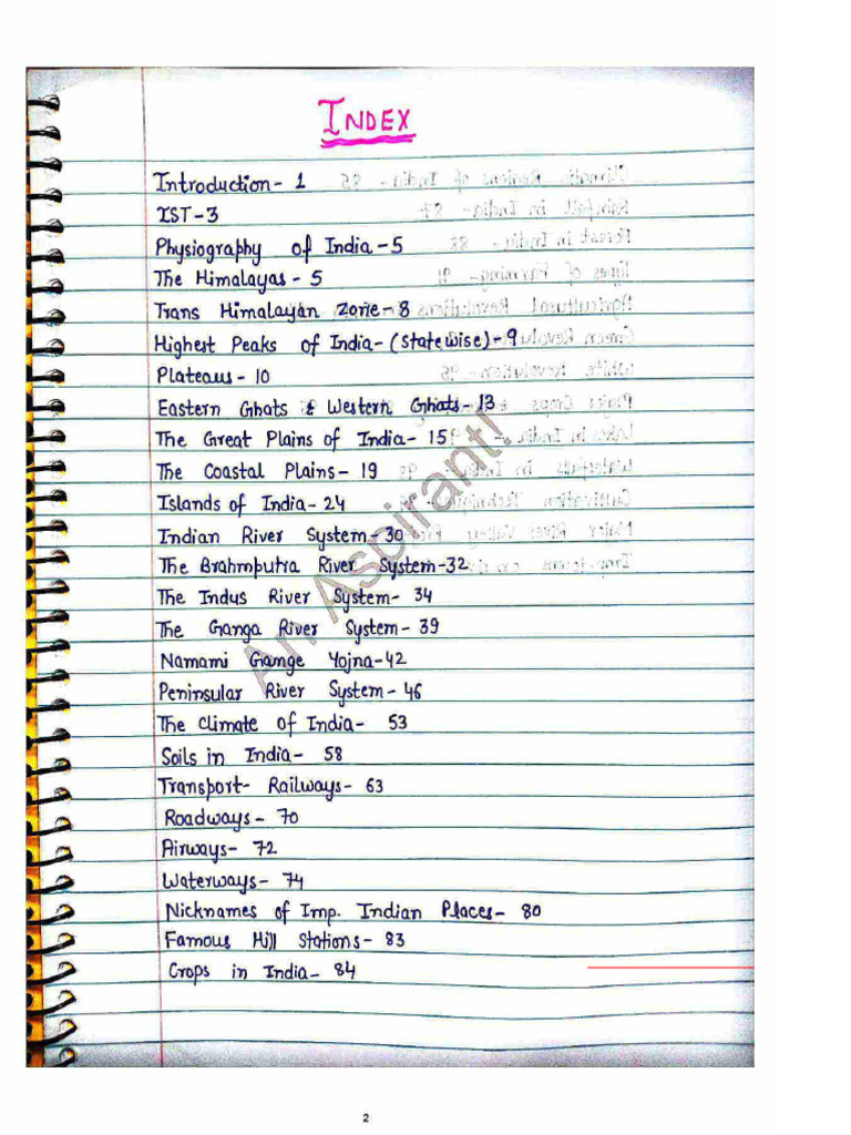 Indian Geography Handwritten Note | PDF