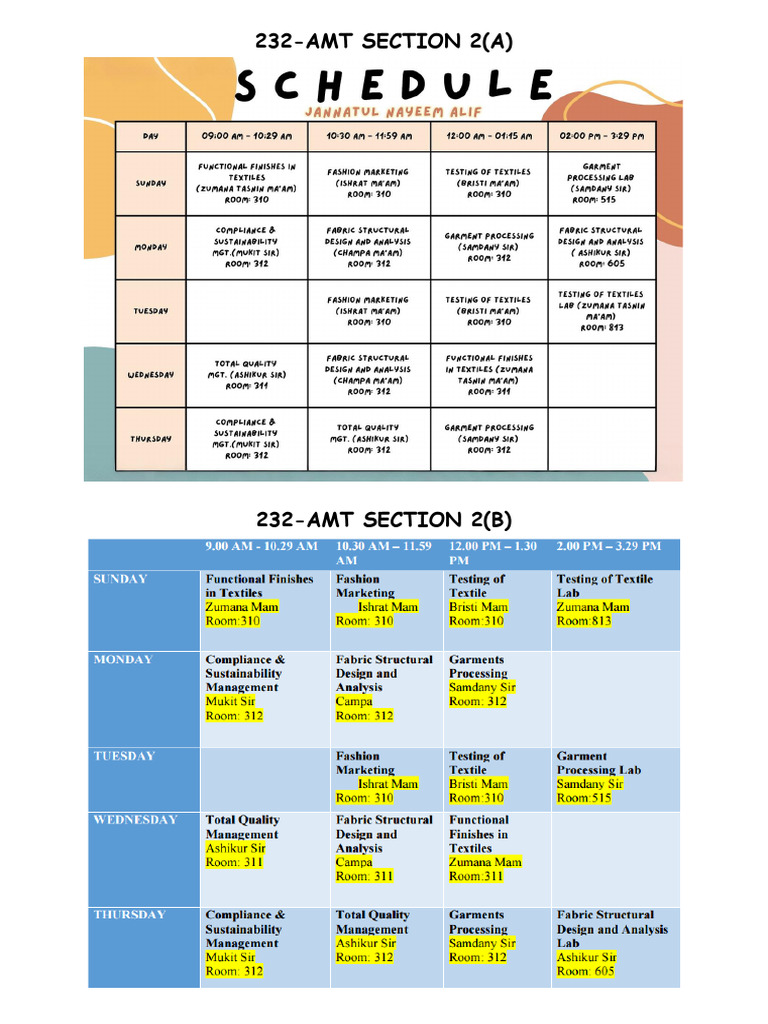 252 Section 2 Class Schedule | PDF