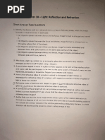 Light Reflection and Refraction Worksheet | PDF | Mirror | Applied And ...
