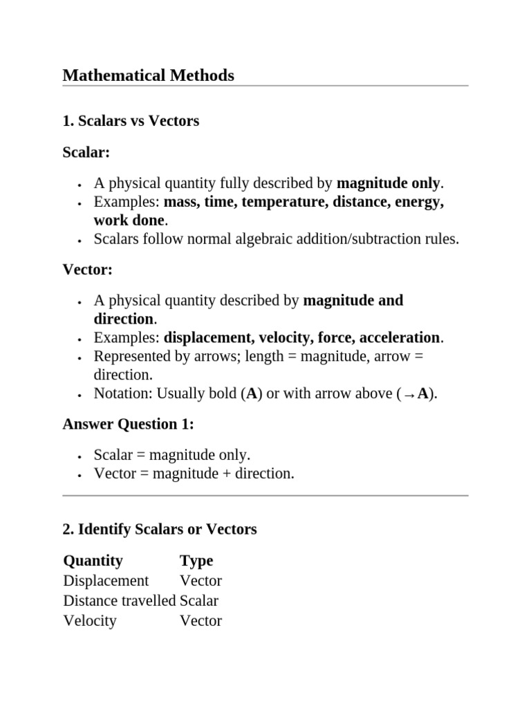 Scalars and Vectors Explained | PDF
