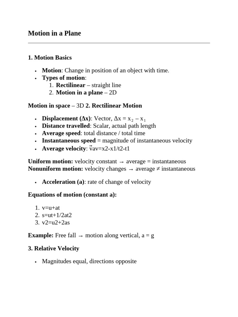 Motion in a Plane | PDF
