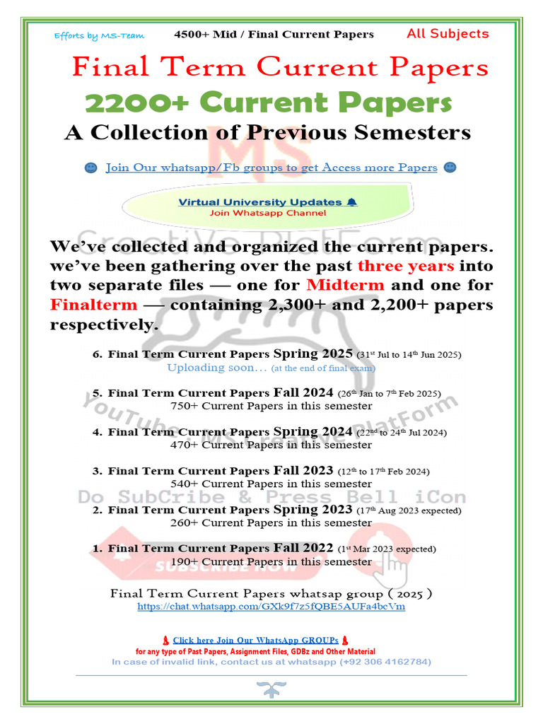 2200+ Final Term Current Papers (07!07!2025) | PDF
