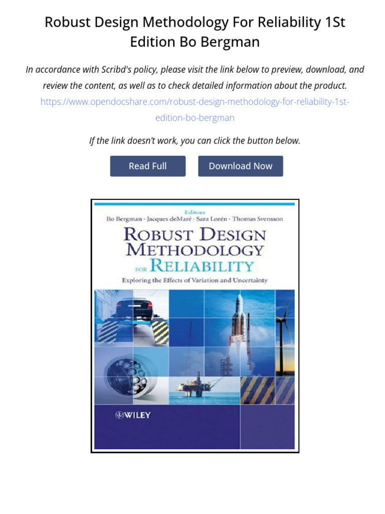 Robust Design Methodology for Reliability 1st Edition Bo Bergman online ...