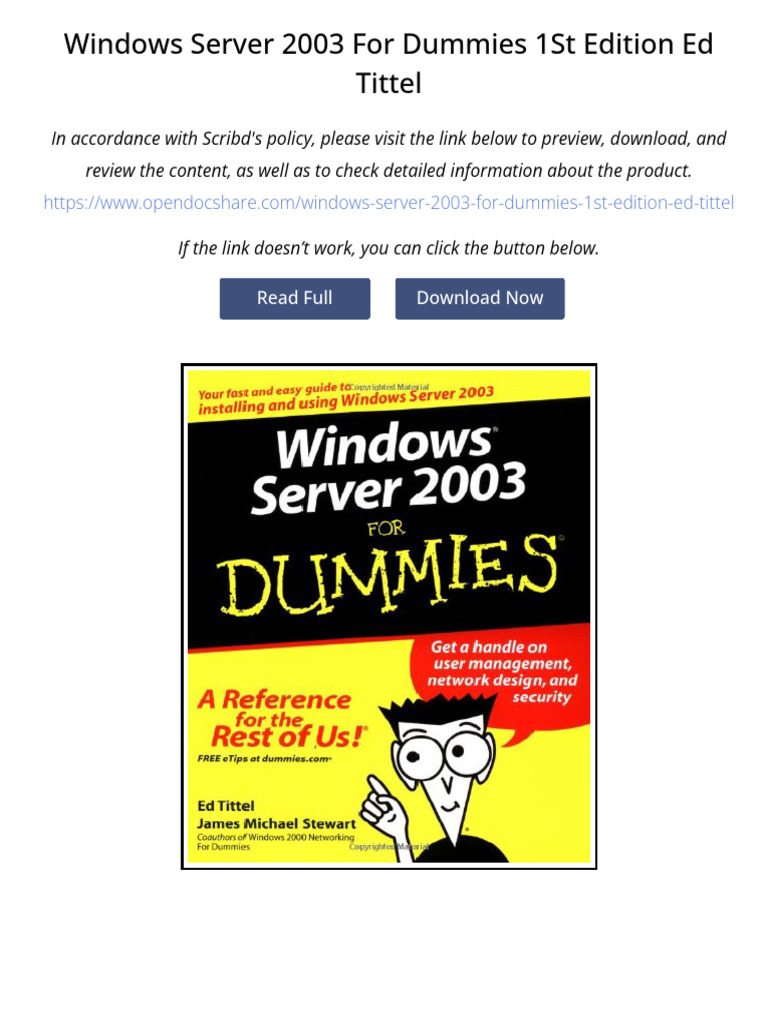 Windows Server 2003 for Dummies 1st Edition Ed Tittel | PDF | Computer ...