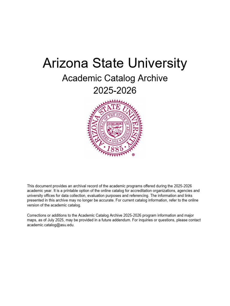 ASU 2025-2026 Academic Catalog Archive | PDF | Arizona State University ...