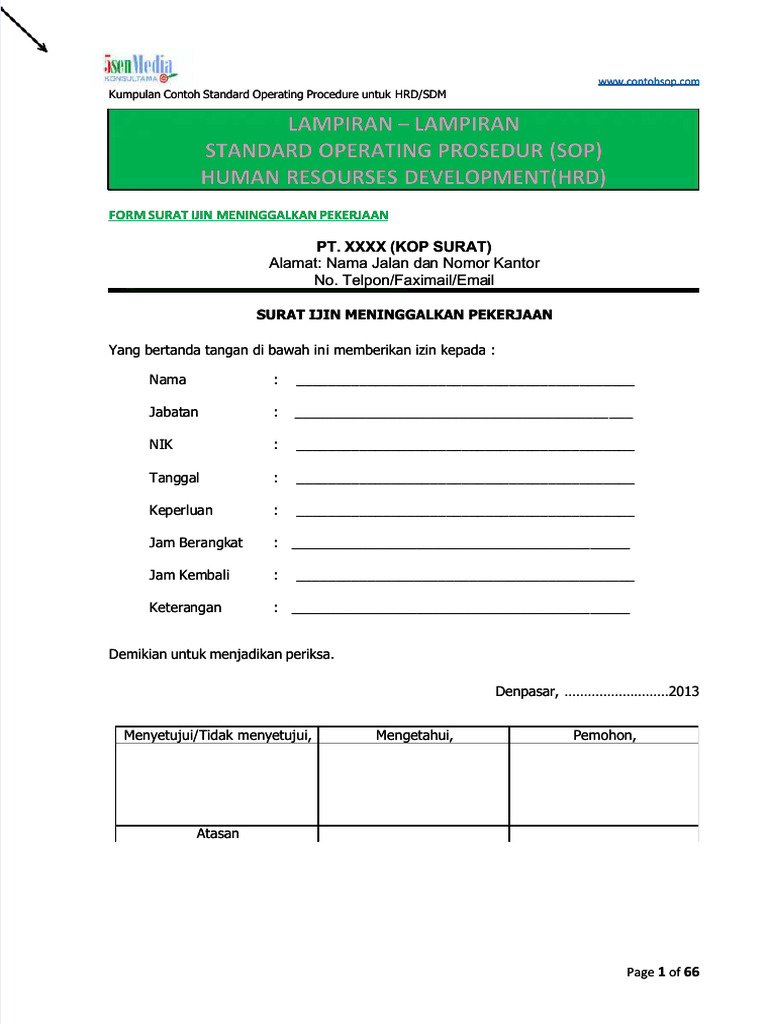 Contoh SOP untuk HRD dan SDM | PDF
