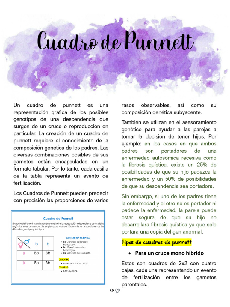 Cuadro de Punnet | PDF | Dominancia (Genética) | Alelo