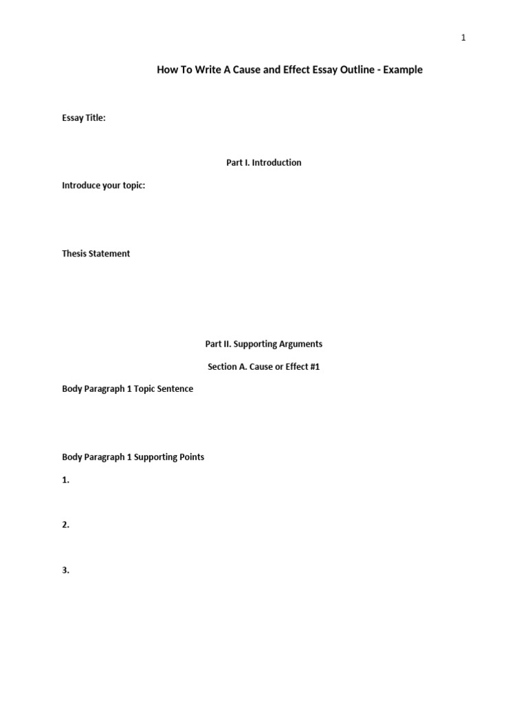 How to Write a Cause and Effect Essay Outline Example | PDF