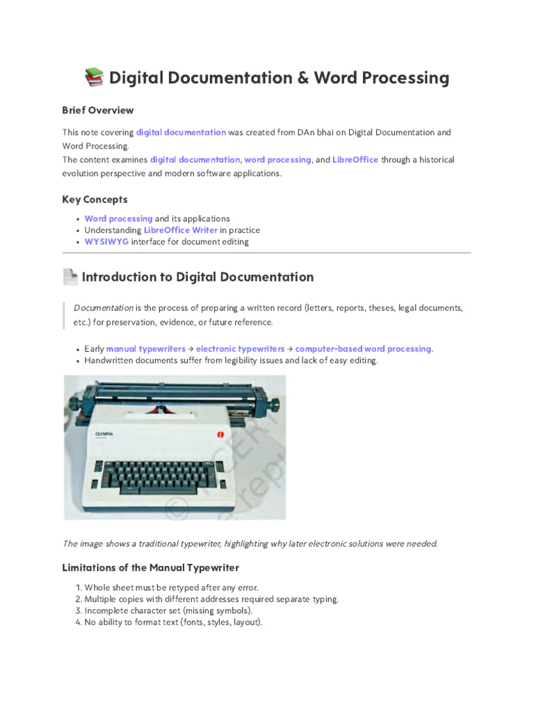 Digital Documentation_ Word Processing Evolution | PDF | Word Processor ...