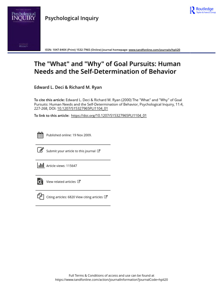The What and Why of Goal Pursuits Human Needs and the Self ...