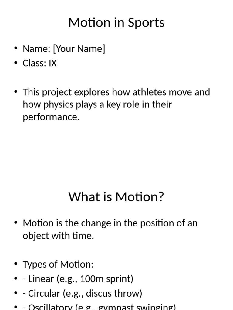 Physics Motion in Sports Project | PDF