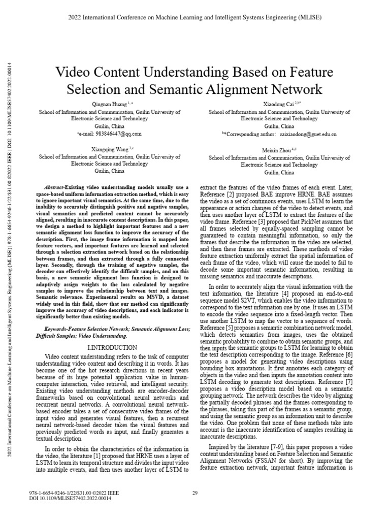 Video Understanding via Feature Selection | PDF | Video | Information