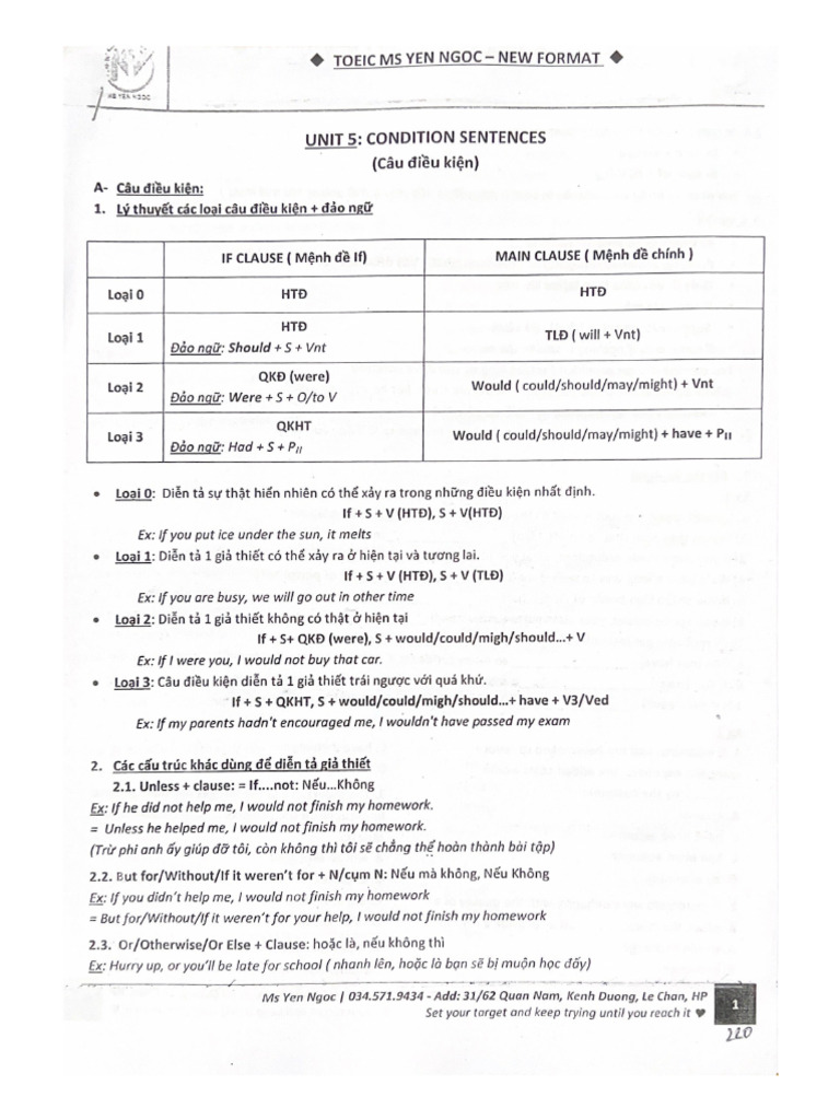 UNIT 5 CÃ U Ä Iá» U KIá» N | PDF