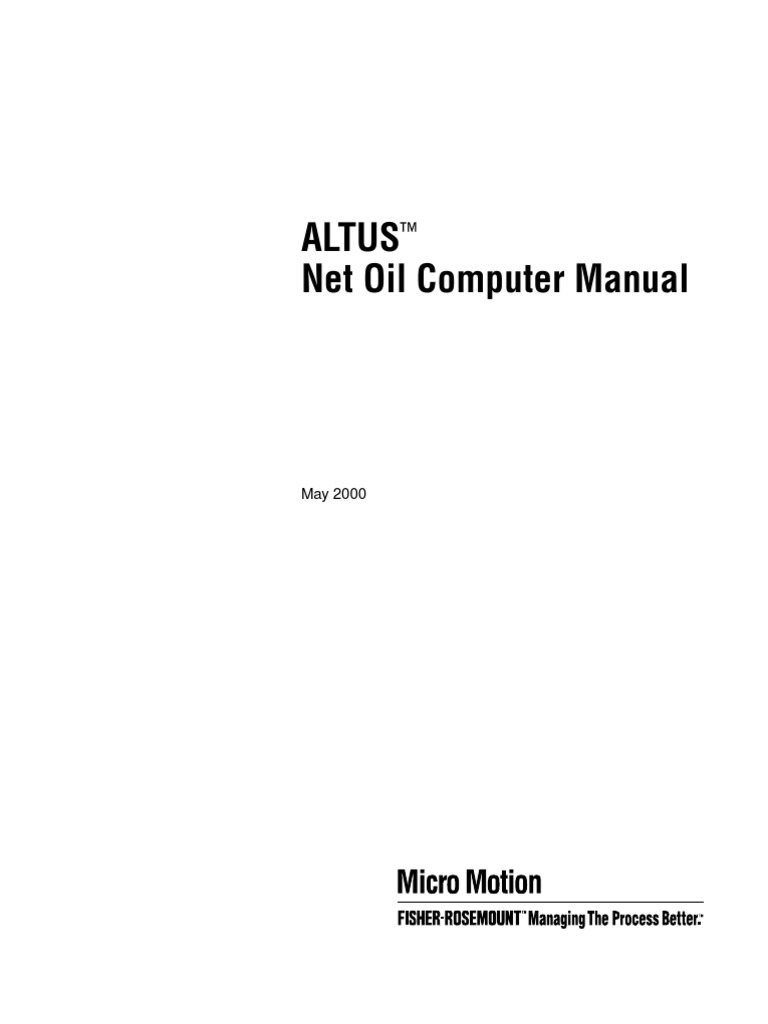 Altus Netoil Manual 3300833 | PDF | Flow Measurement | Cursor (User ...