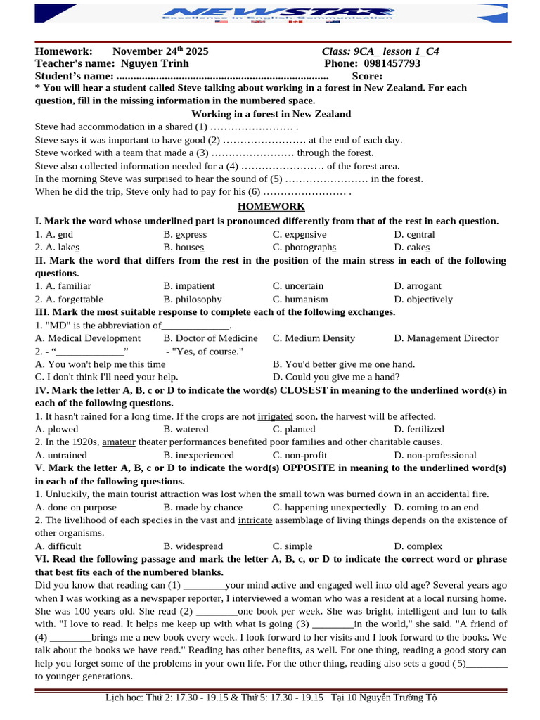 9CA Homework: English Language Tasks | PDF | Cinderella