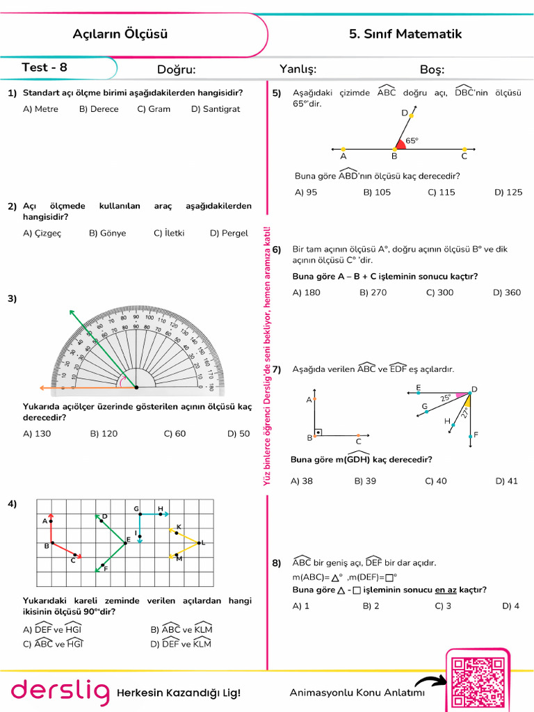 Test 8 Acilarin Olcusu | PDF