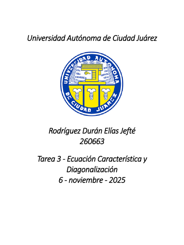 EcuaciónCaracterísticaDiagonalización - Rodriguez Elias | PDF