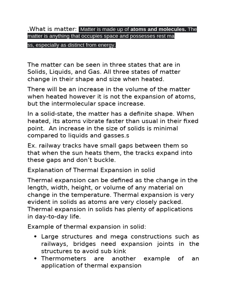 All Three States of Matter Expand When Heated | PDF