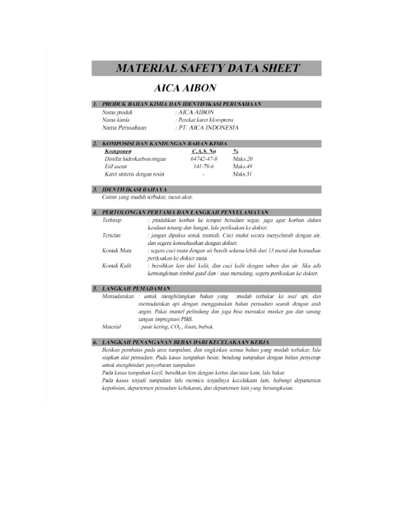 MSDS Aibon | PDF