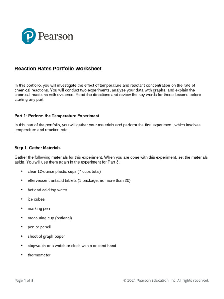 Chemical Reaction Rates Experiment Guide | PDF | Temperature | Experiment
