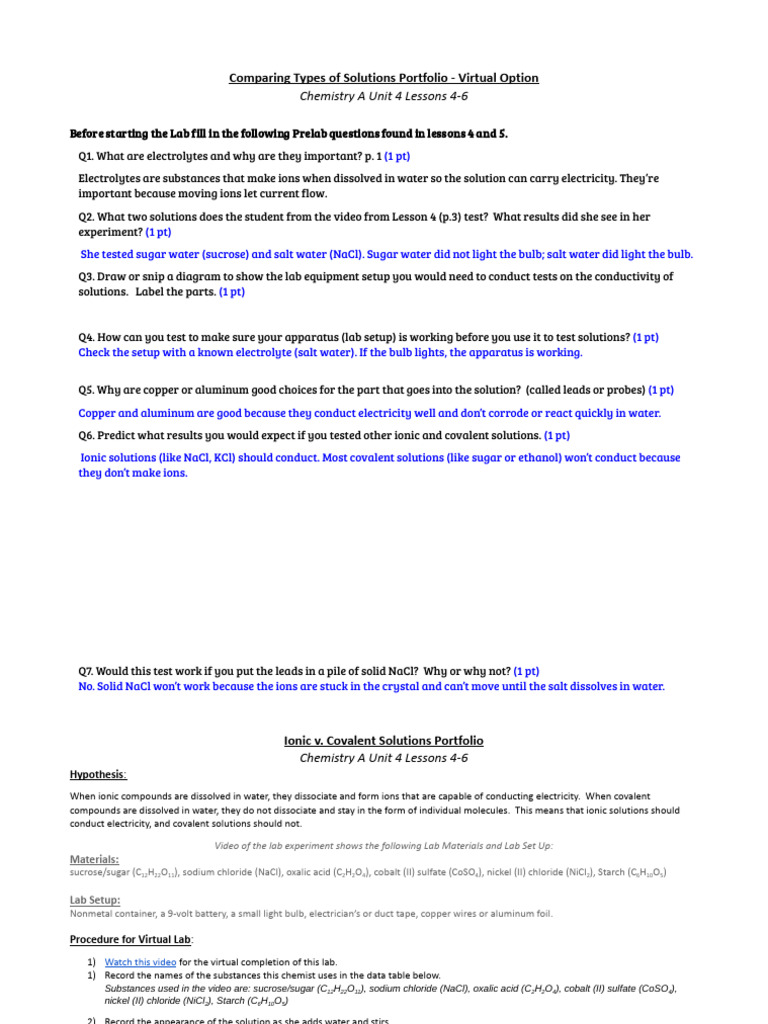 24-25 NEW VERSION ChemA Unit 4 Solutions Portfolio Virtual Option | PDF ...