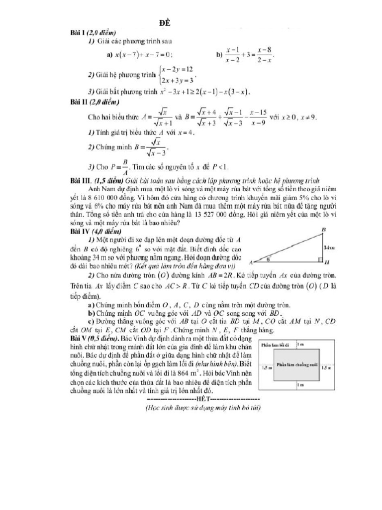 ĐỀ ÔN HKI TOÁN 9.2 | PDF
