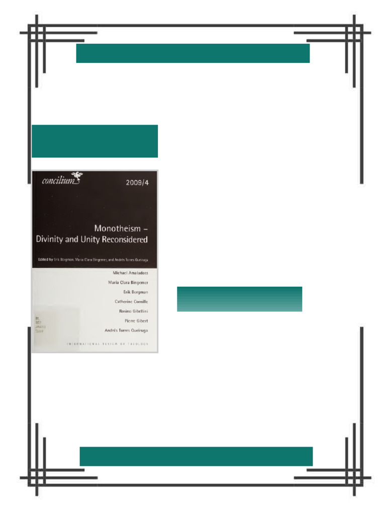 Monotheism Divinity and Unity Reconsidered Eric Borgman ebook high ...