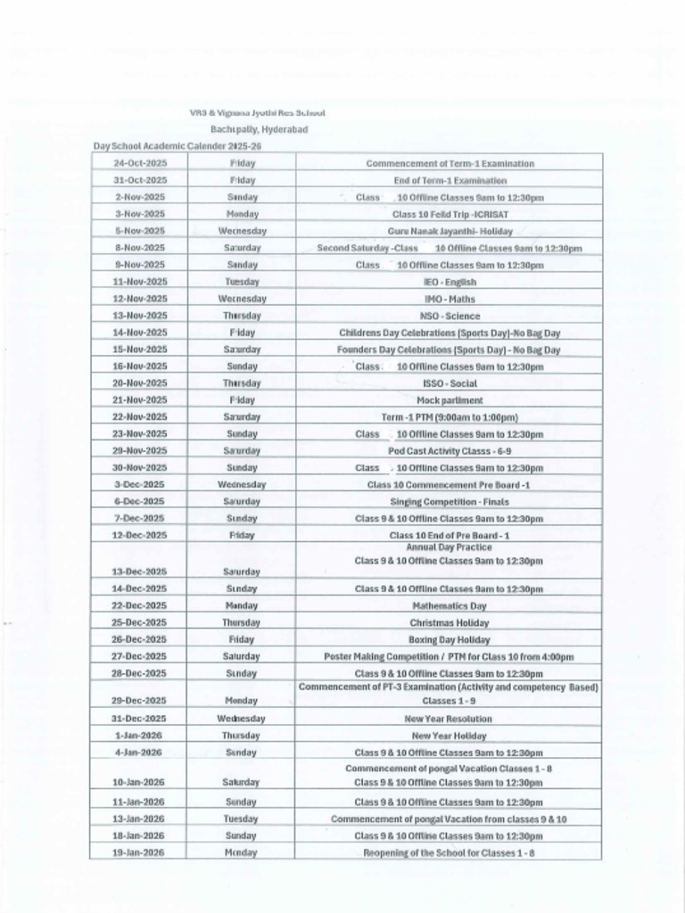Day School Calender | PDF