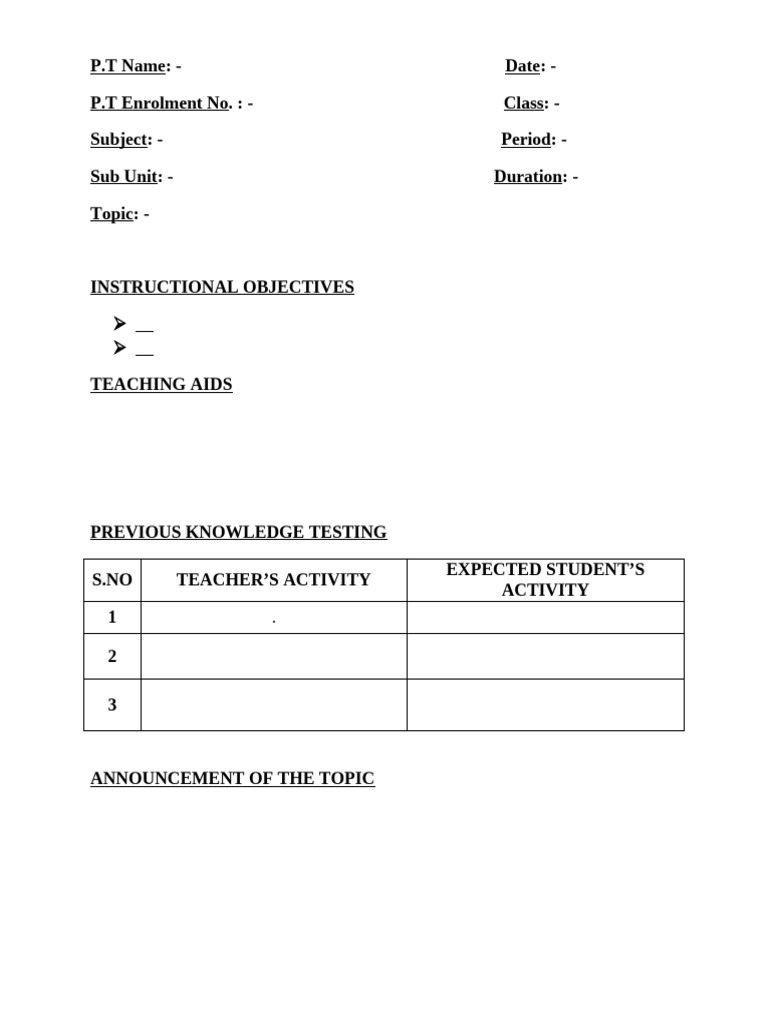Lesson Plan Template for Educators | PDF