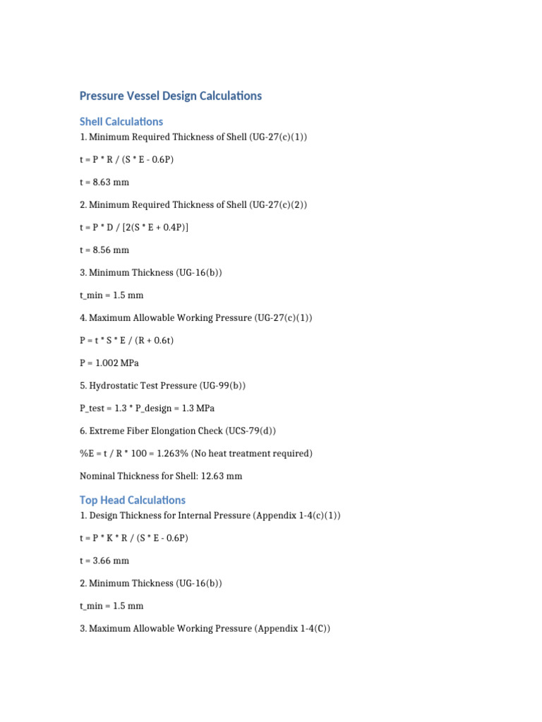 Pressure Vessel Calculations | PDF